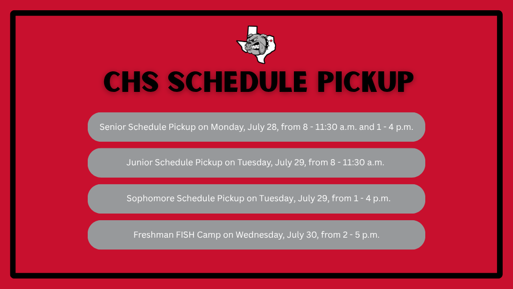 CHS schedule pick-up dates announced for upcoming 2025–26 school year ...